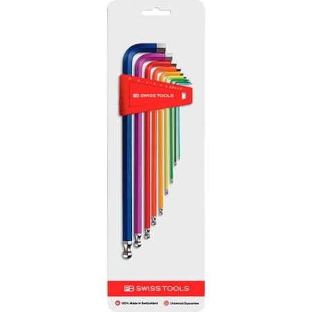 PB SWISS TOOLS - Jeu de 9 clés mâles coudées RainBow PB - 212 LH-10 RB